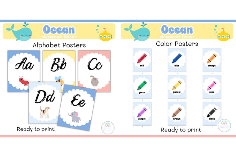 Ocean Pastel Classroom Decor Bundle Under the Sea Theme Decorations ...