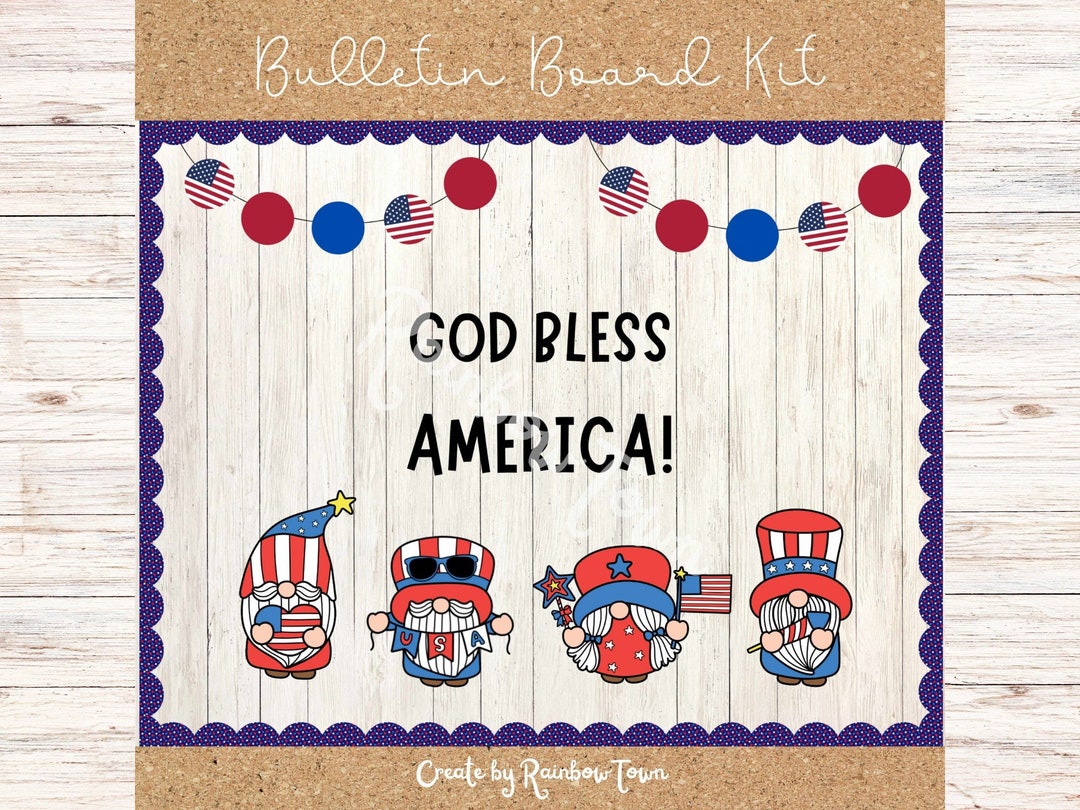 Patriotic Gnomes Bulletin Board 4th of July Classroom Decor Summer ...