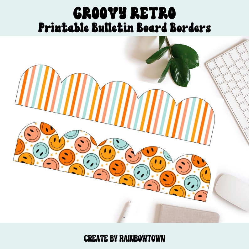 Groovy Bulletin Board Border Printable Groovy Retro Classroom Etsy
