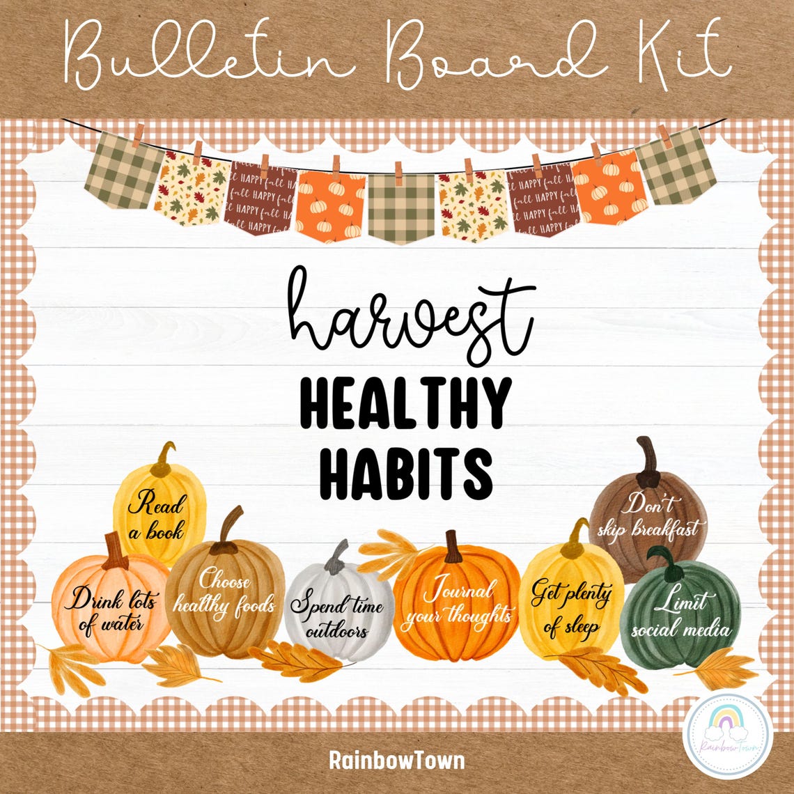 Fall Healthy Habits Bulletin Board Kit - School Nurse Health Office ...