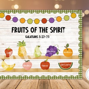 Fruits of the Spirit Bulletin Board Christian Classroom Decor Printable ...