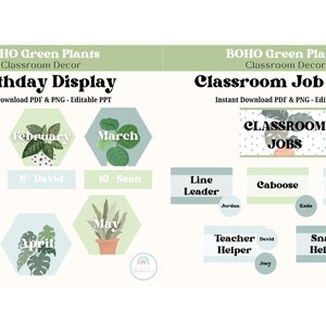 Boho Green Plant Classroom Decor Bundle Neutral Calm Classroom Theme ...