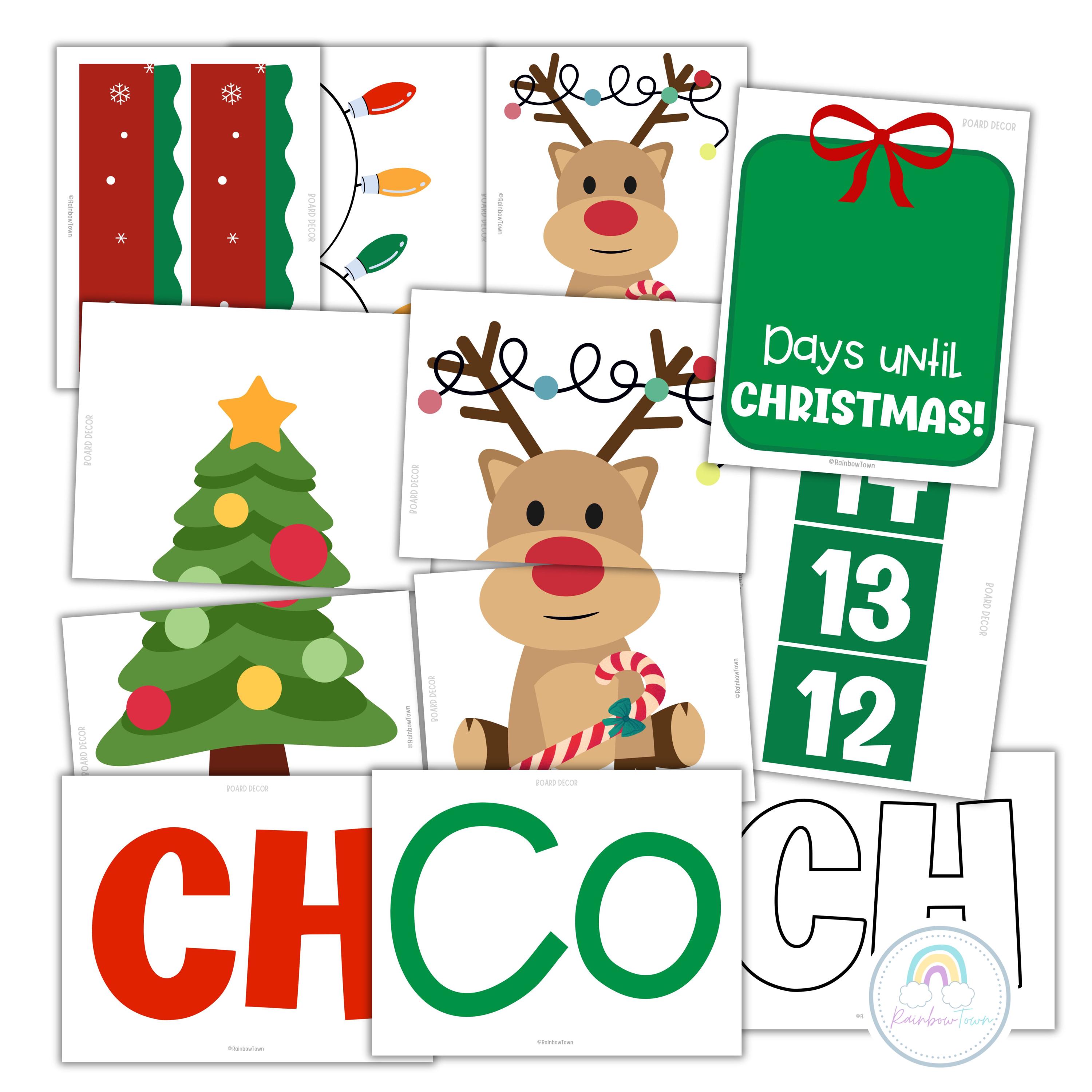 Christmas Countdown Bulletin Board Kit Reindeer Holiday Classroom ...