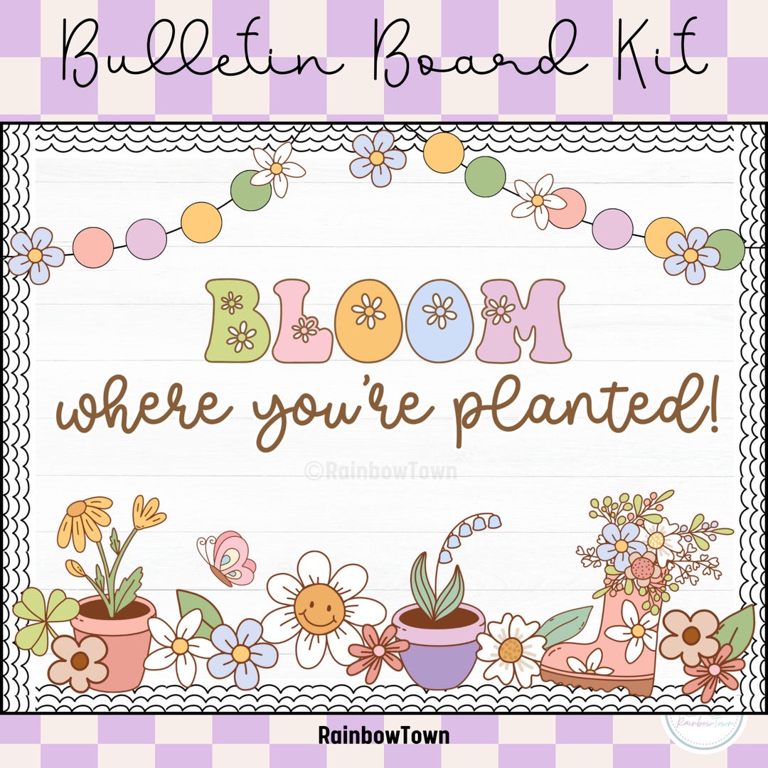 Spring Bulletin Board Kit Groovy Flower Classroom Decor Printable - Etsy