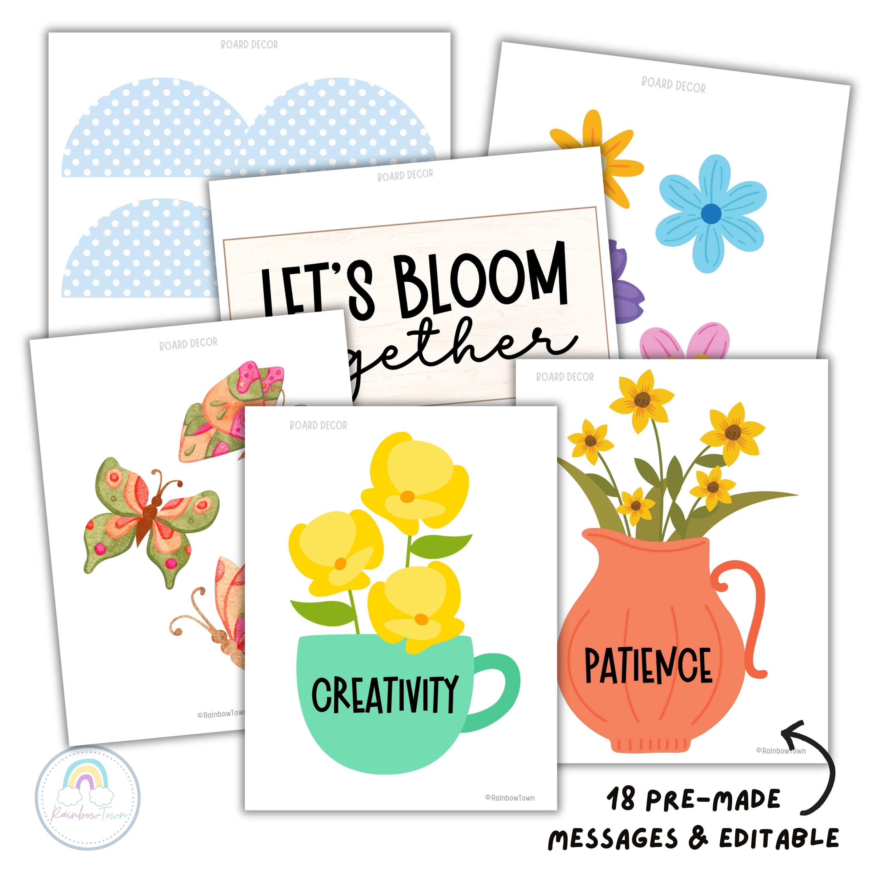 Spring Bulletin Board Kit Let Bloom Together Classroom Decor Printable ...