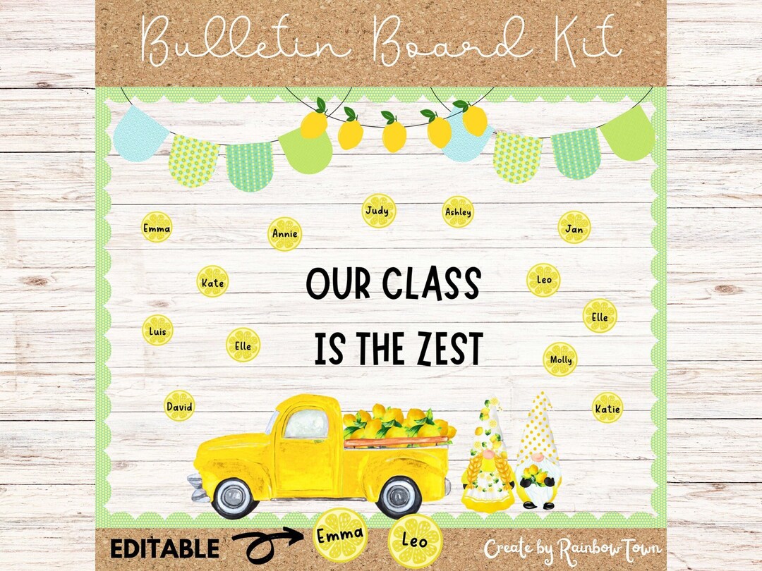 Lemon Classroom Bulletin Board Kit: Summer Decor (editable) - Etsy