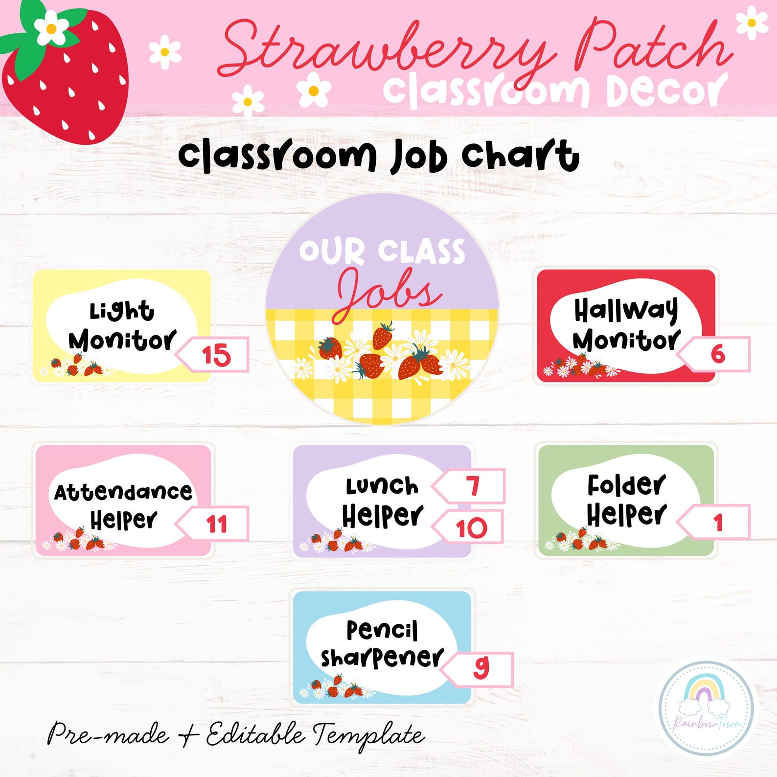 Strawberry Patch Theme Classroom Decor Bundle Printable & Editable - Etsy