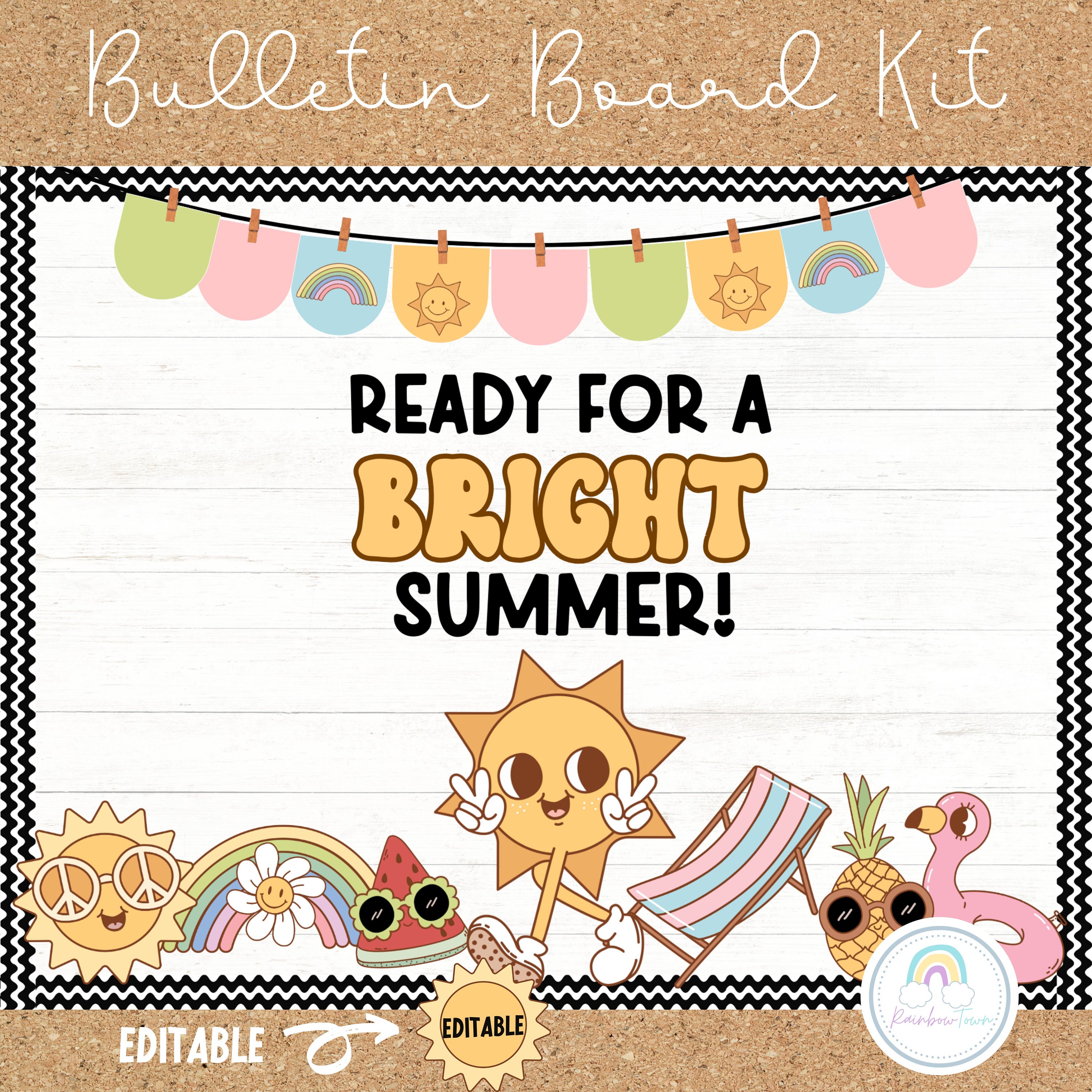Summer Bulletin Board Kit Groovy Sun Classroom Decor Printable ...