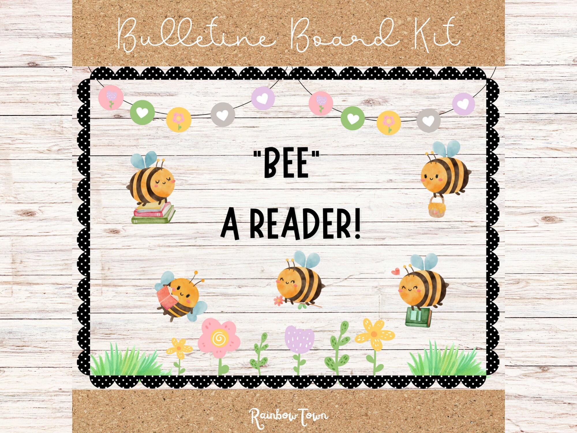 Spring Bulletin Board Kit Library Bee Classroom Decor Printable - Etsy
