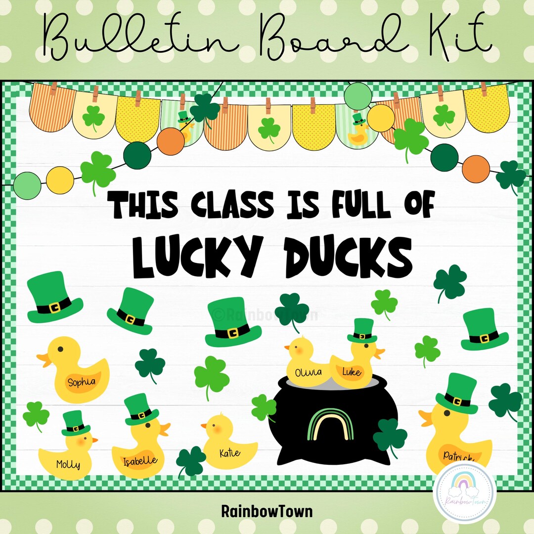 St. Patrick's Day Bulletin Board Lucky Ducks Classroom Door Decorations ...