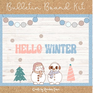Winter Bulletin Board Groovy Snowman Classroom Decor Printable - Etsy