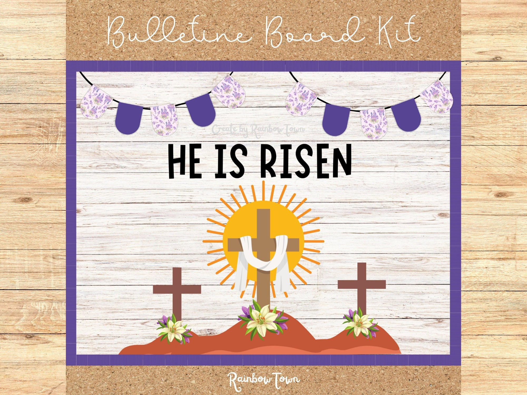 Easter Bulletin Board Kit He is Risen Christian Classroom Decor ...