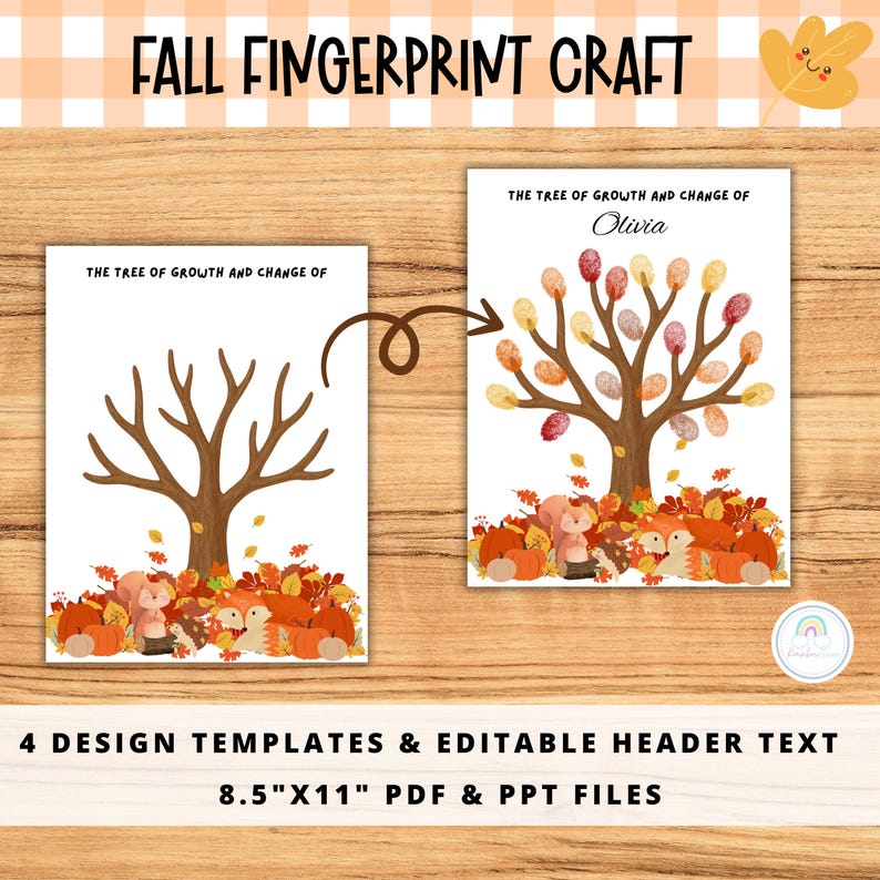 Autumn Tree Fingerprint Art for Kids Autumn Leaves Craft Template ...