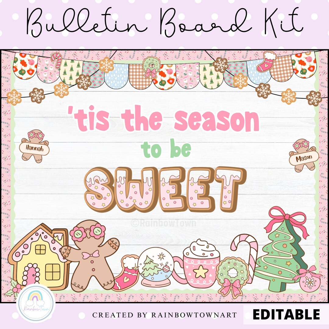 Christmas Bulletin Board Kit Gingerbread Holiday Classroom Decor ...