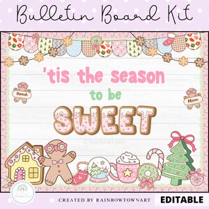 Christmas Bulletin Board Kit Gingerbread Holiday Classroom Decor ...
