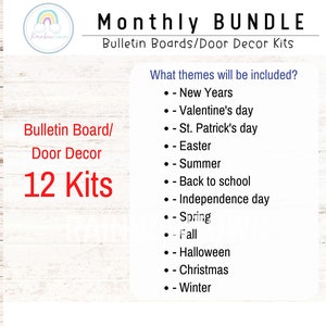 BUNDLE Monthly Bulletin Board Classroom Door Decor Year Long Bundle ...