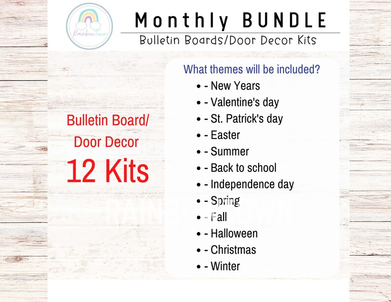 BUNDLE Monthly Bulletin Board Classroom Door Decor Year Long - Etsy