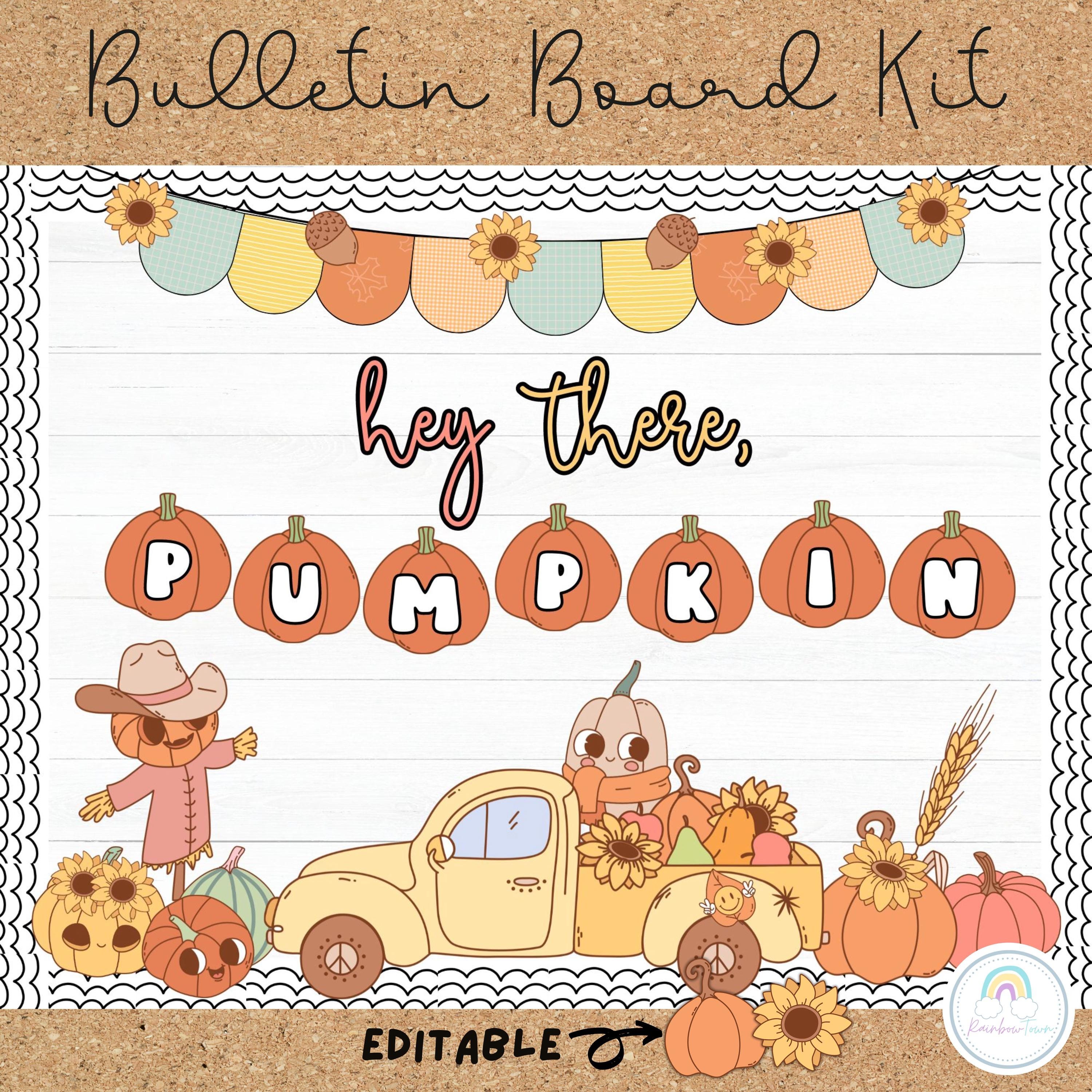 Groovy Fall Bulletin Board Kit | Pumpkin Patch Classroom Decor ...