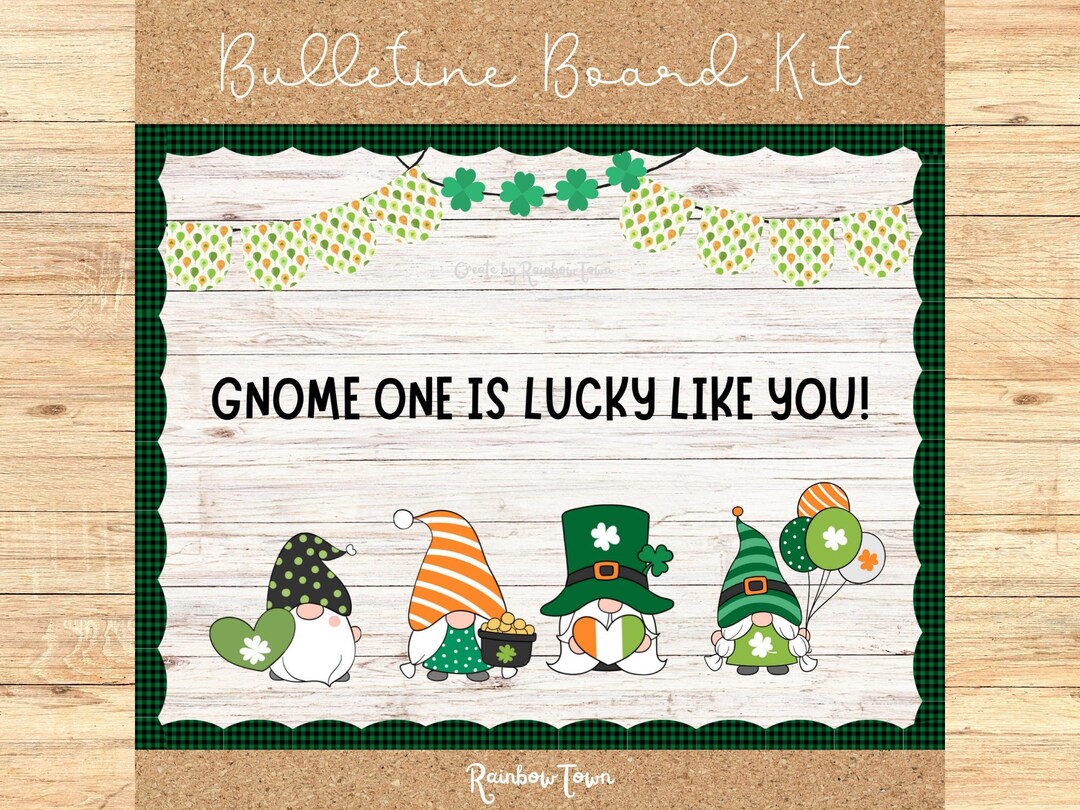 St. Patrick's Day Gnome Bulletin Board Kit Classroom Door - Etsy