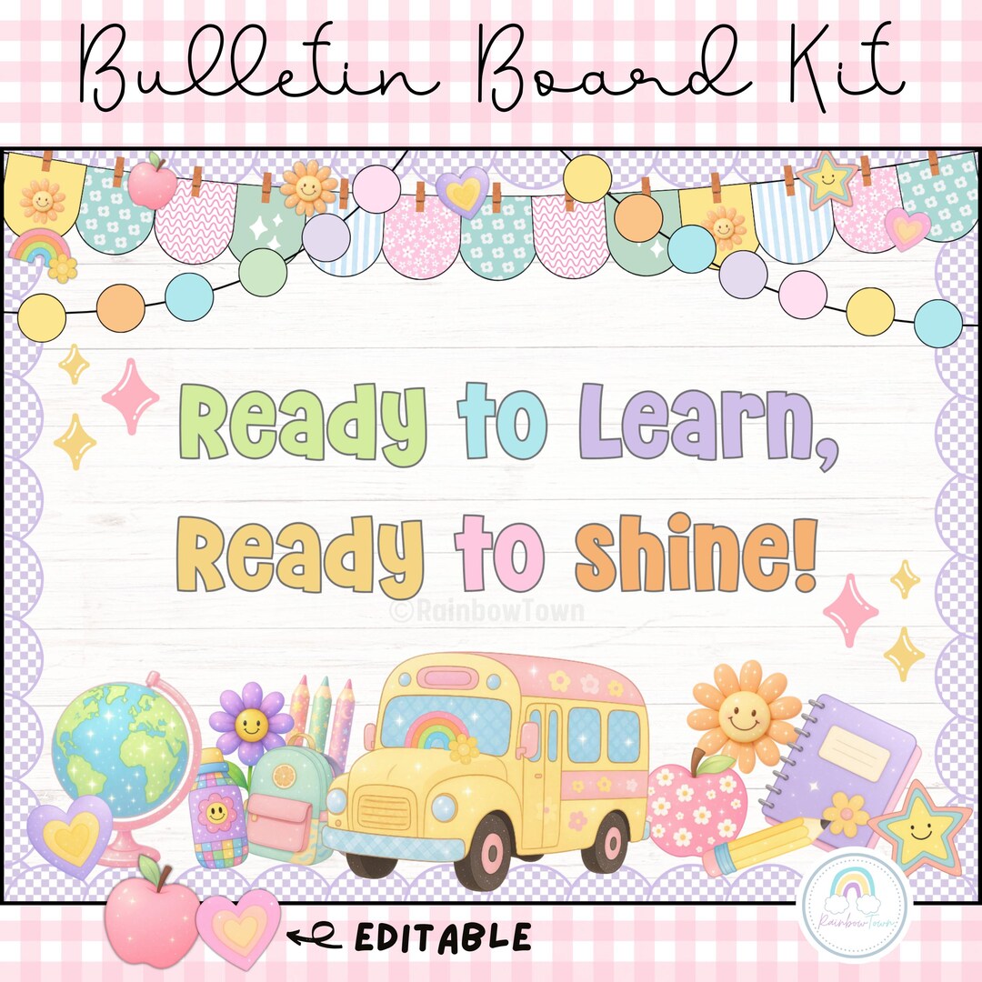 Back to School Bulletin Board Pastel School Supplies Classroom Decor ...