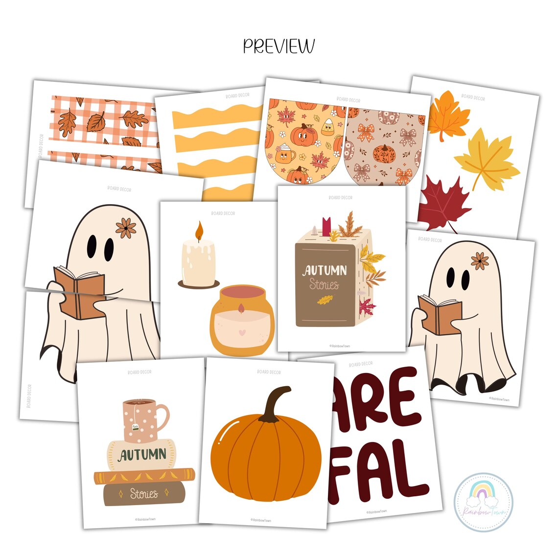 Fall Bulletin Board Kit | Reading Corner Decorations | Fall Boho ...