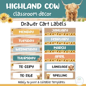 Highland Cow Classroom Decor Boho Neutral Theme Decorations Printable ...