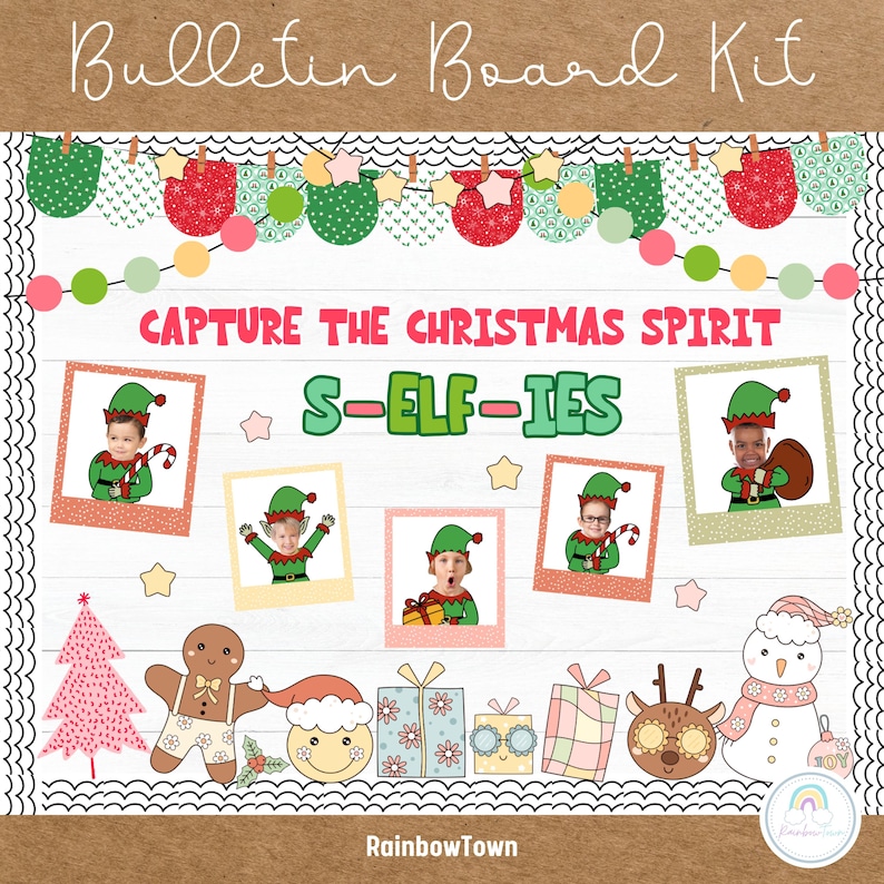 Christmas Bulletin Board Kit | Elf Selfies Holiday Classroom Decor ...