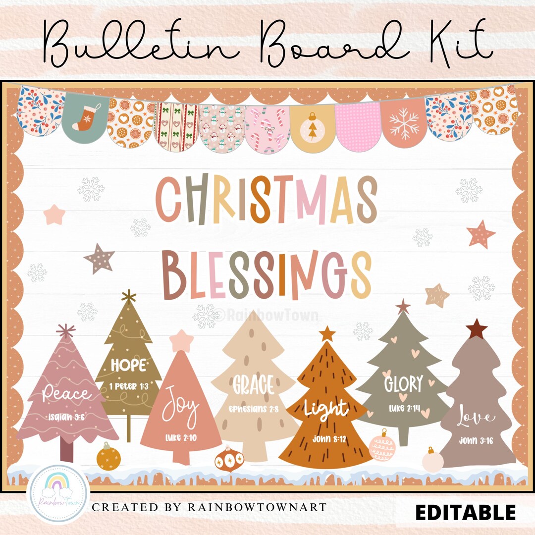 Christmas Bulletin Board Kit Christian Classroom Decor Printable ...