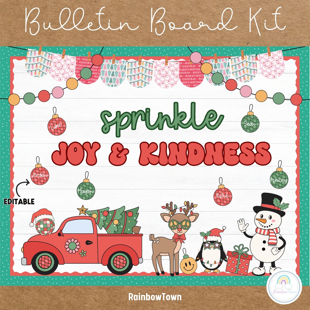 Christmas Bulletin Board Kit | Groovy Retro Holiday Classroom Decor ...