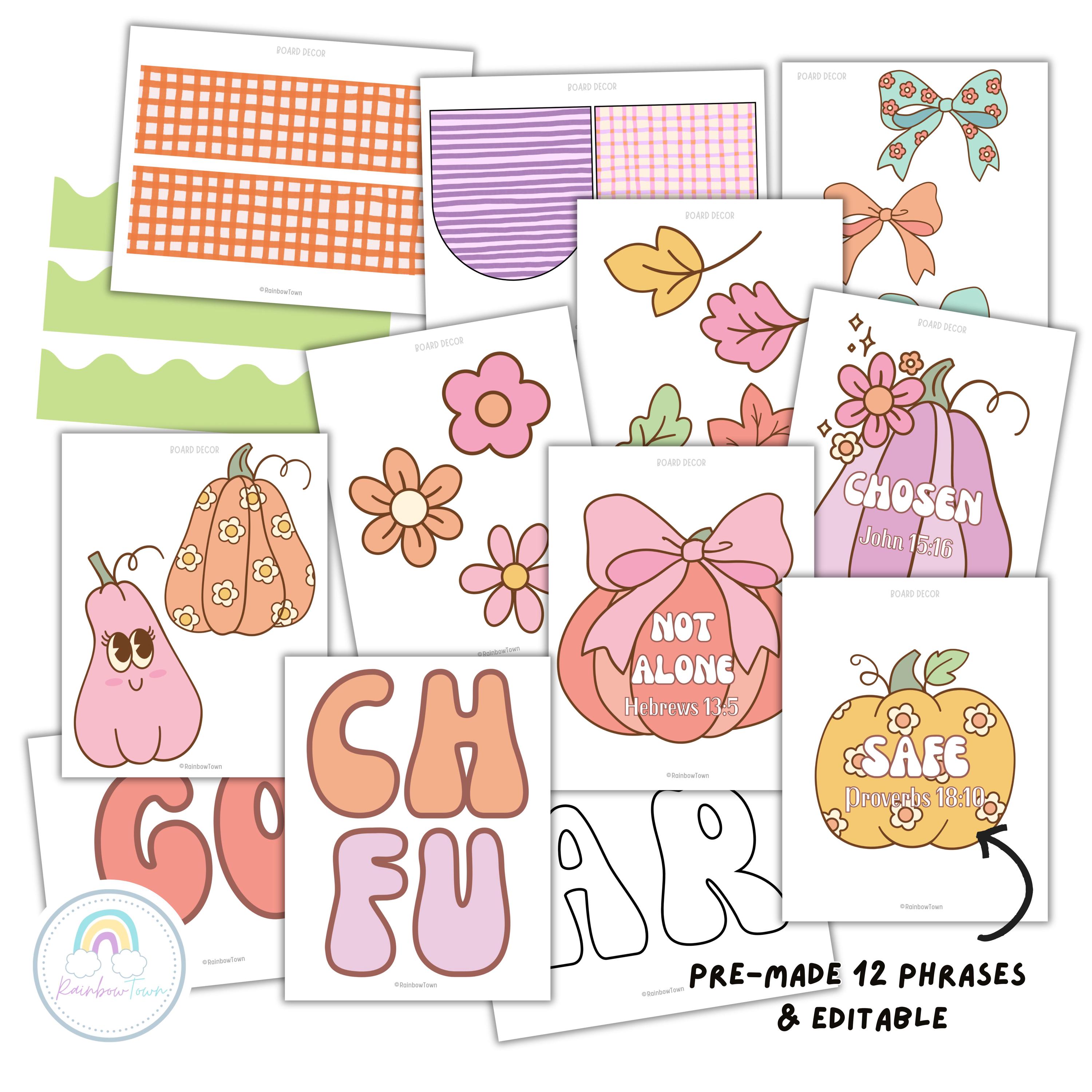 Fall Bulletin Board Kit Pastel Pumpkin Christian Classroom Decor ...
