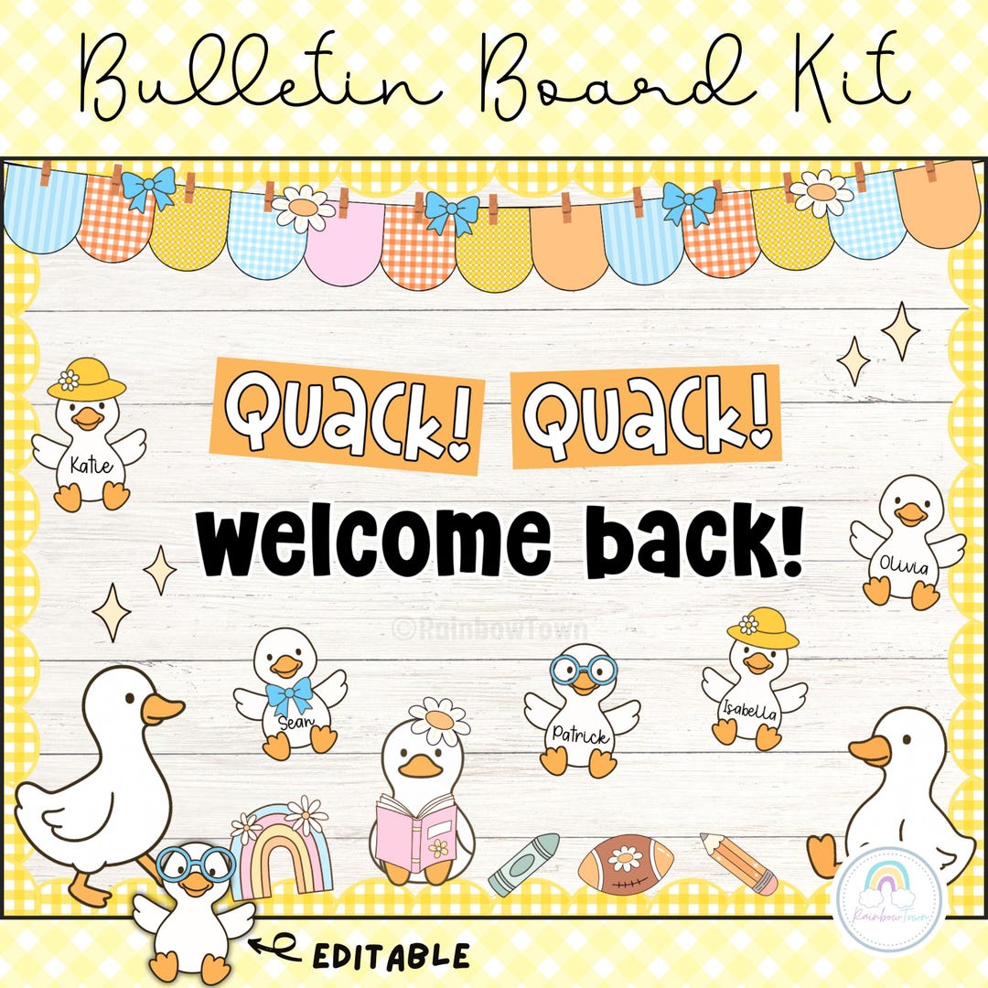 Back to School Bulletin Board Duck & Goose Classroom Decor Editable - Etsy