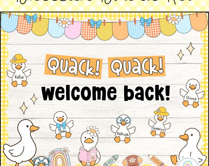 Teachers School Bulletin Board Quack, Quack, WELCOME BACK /classroom ...