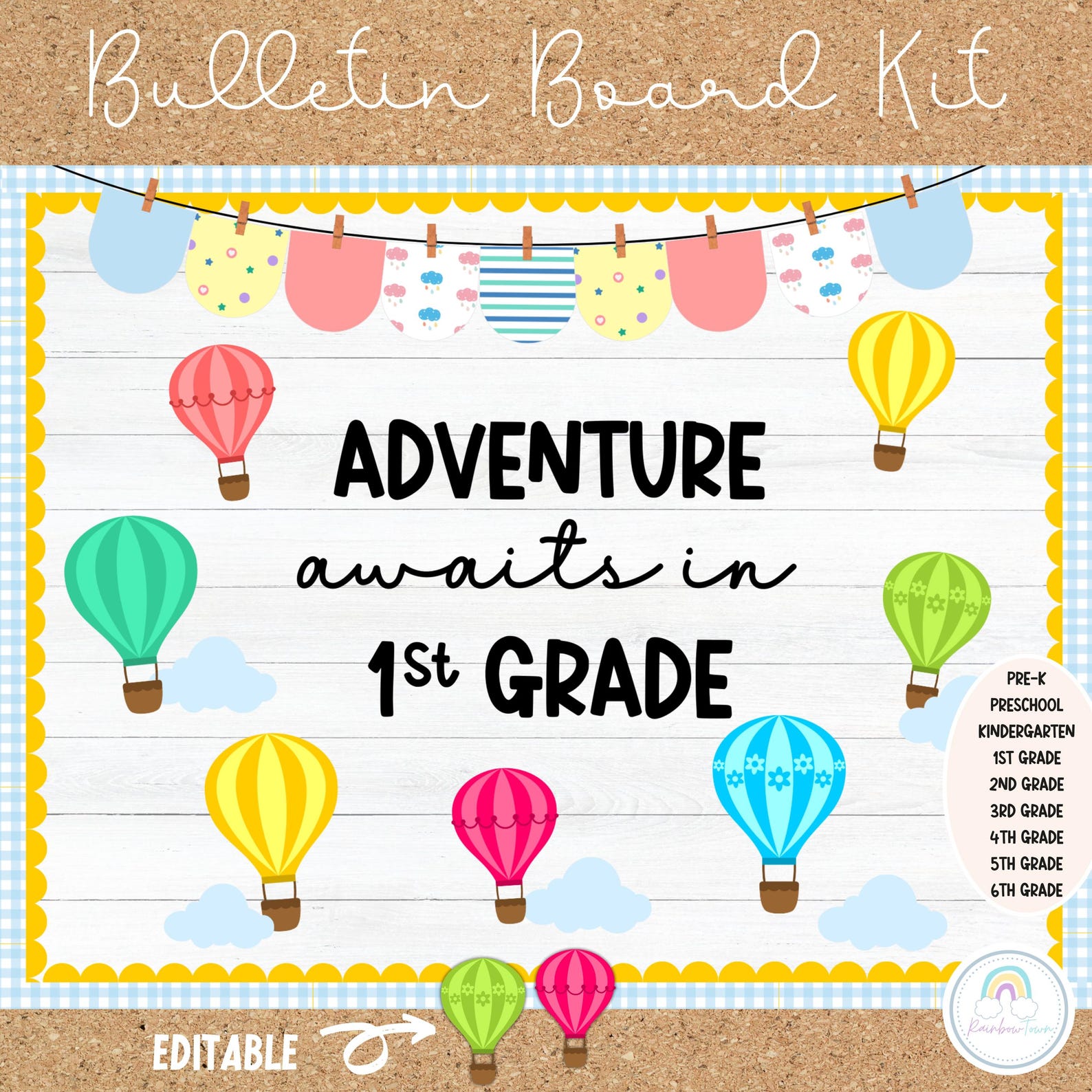 Hot Air Balloon Bulletin Board: Back to School Classroom Decor ...