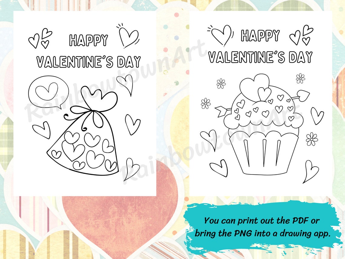 Valentine's Day Coloring Pages Printable Classroom - Etsy