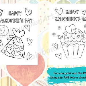 Valentine's Day Coloring Pages Printable Classroom Valentines DIY Cards ...