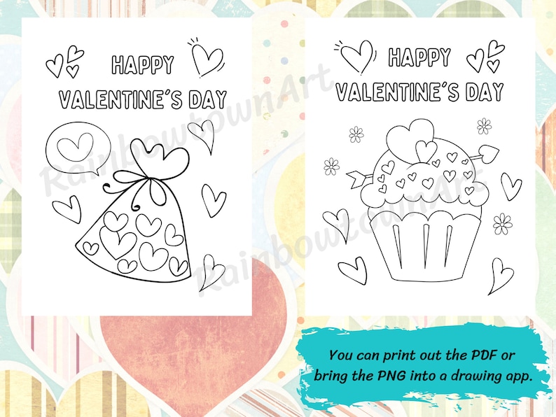 Valentine's Day Coloring Pages Printable Classroom - Etsy