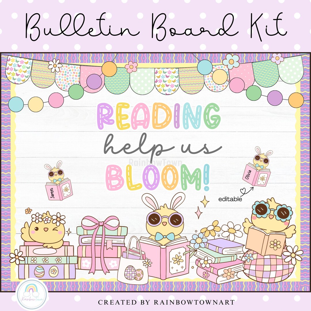 Spring Bulletin Board Kit Pastel Reading Corner Library Classroom Decor ...