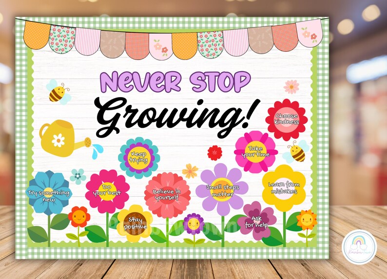 Spring Bulletin Board Kit Flower Classroom Decor Printable & Editable ...