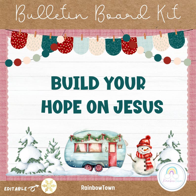 Winter Snowman Bulletin Board Kit Christian Holiday Classroom ...