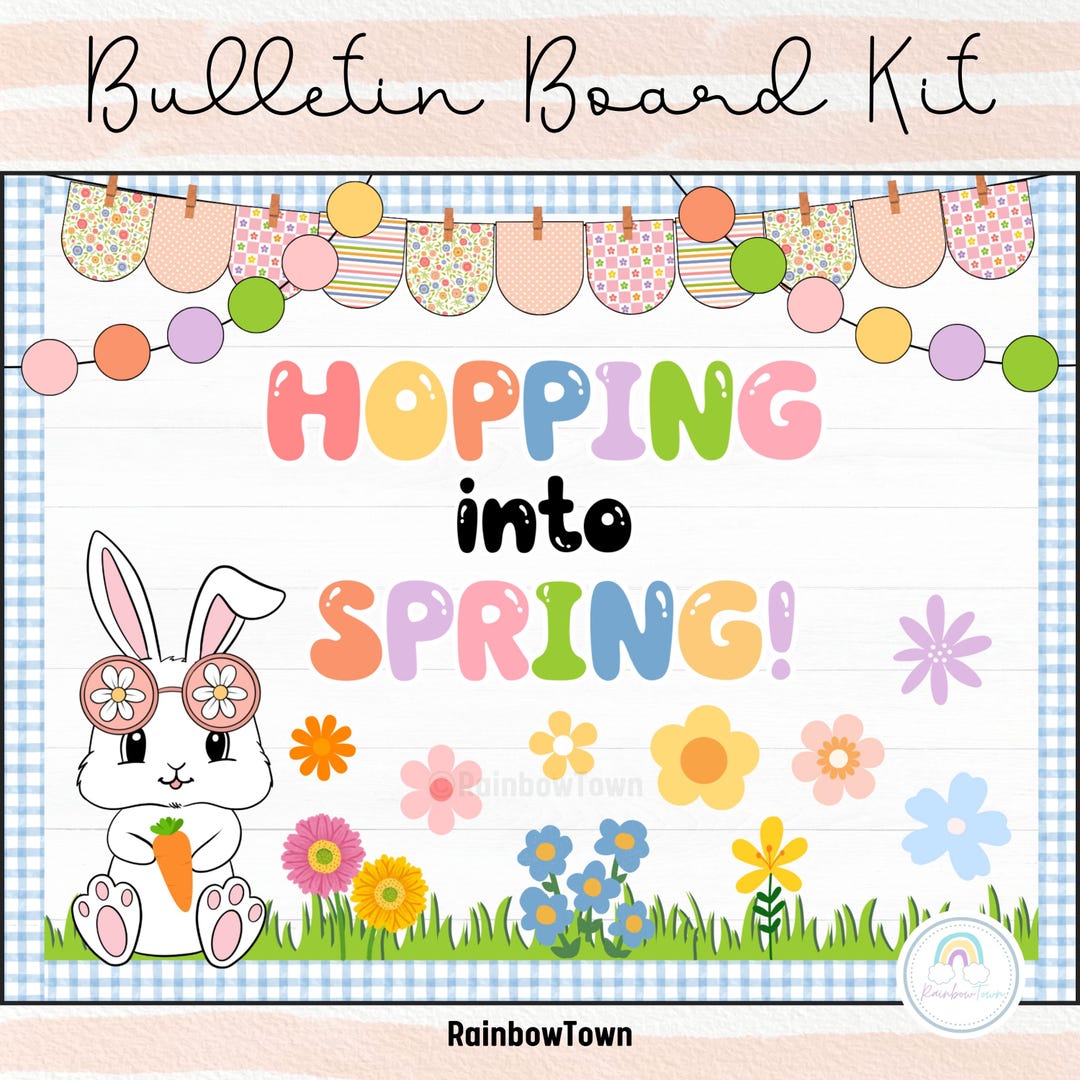 Spring Bulletin Board Bunny Classroom Decor Printable - Etsy
