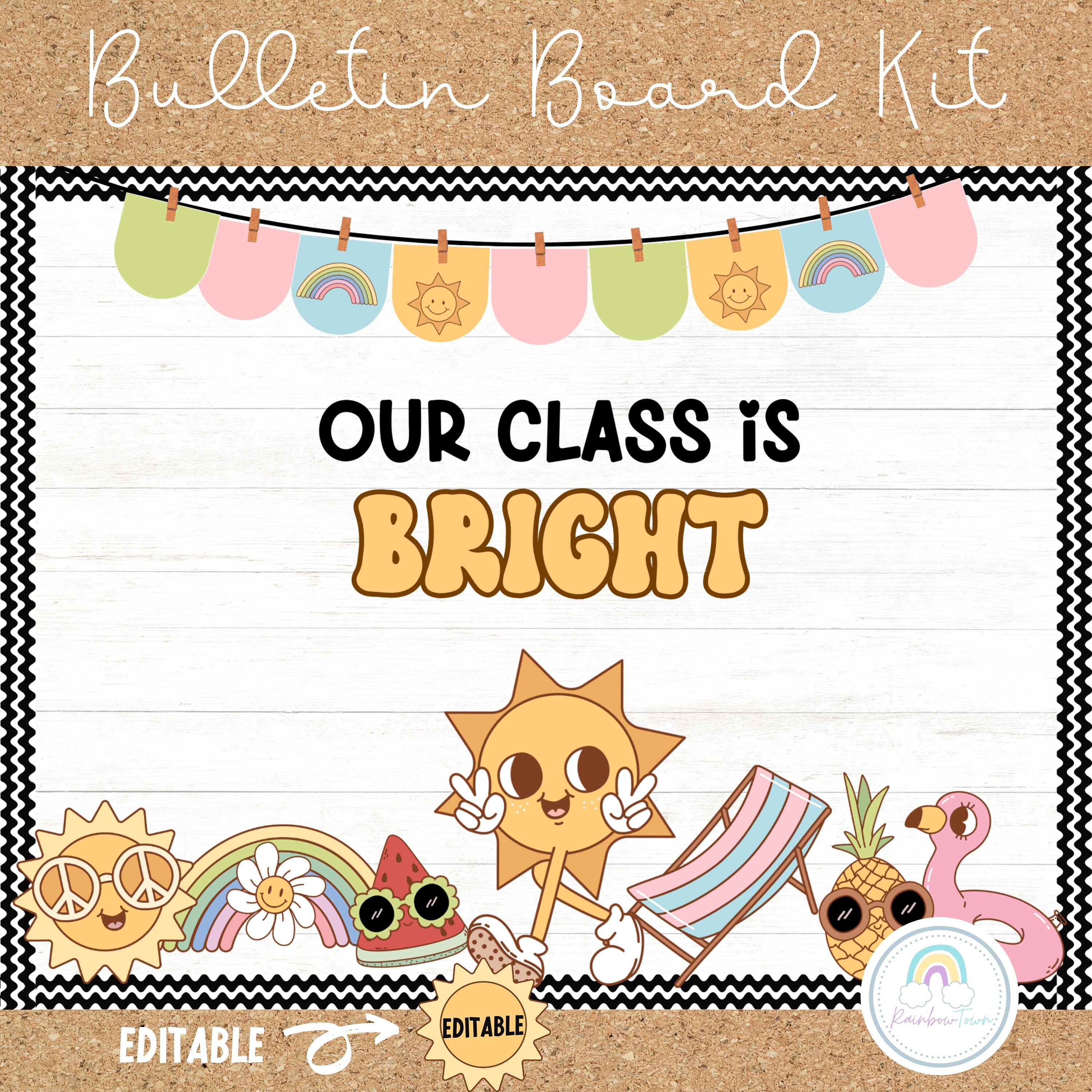 Summer Bulletin Board Kit Groovy Sun Classroom Decor Printable ...