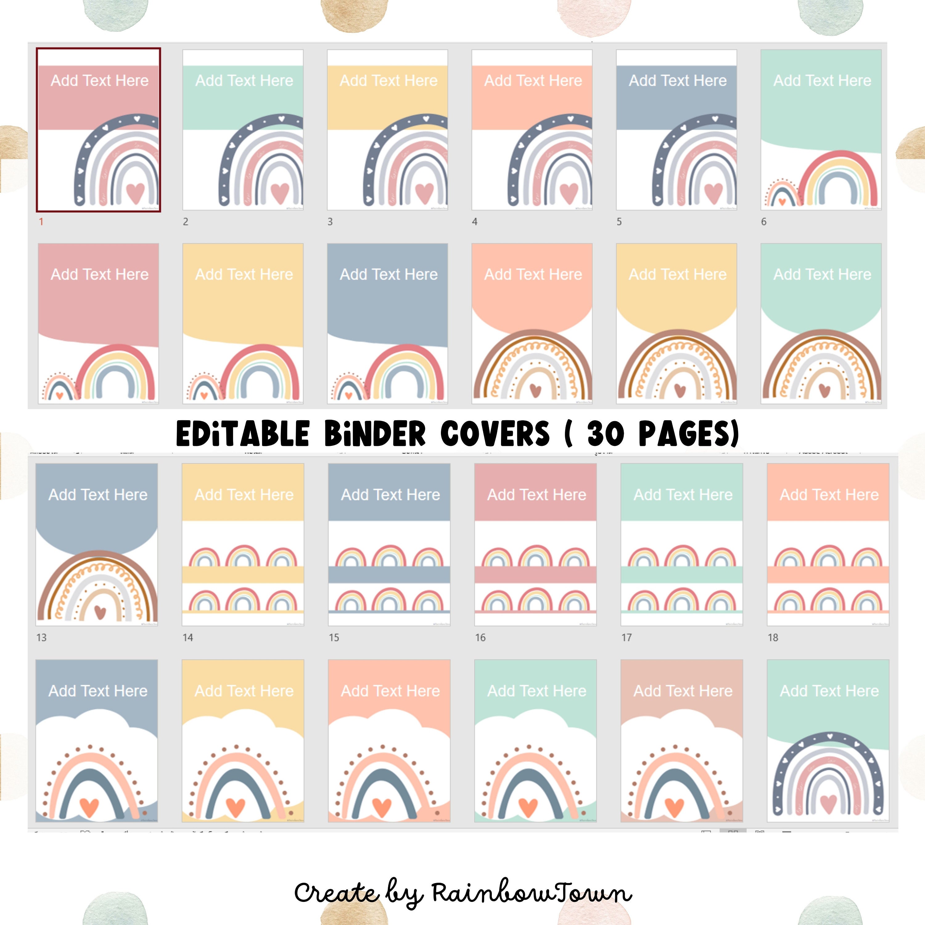 BOHO Rainbow Editable Binder Covers and Spines BOHO Classroom - Etsy