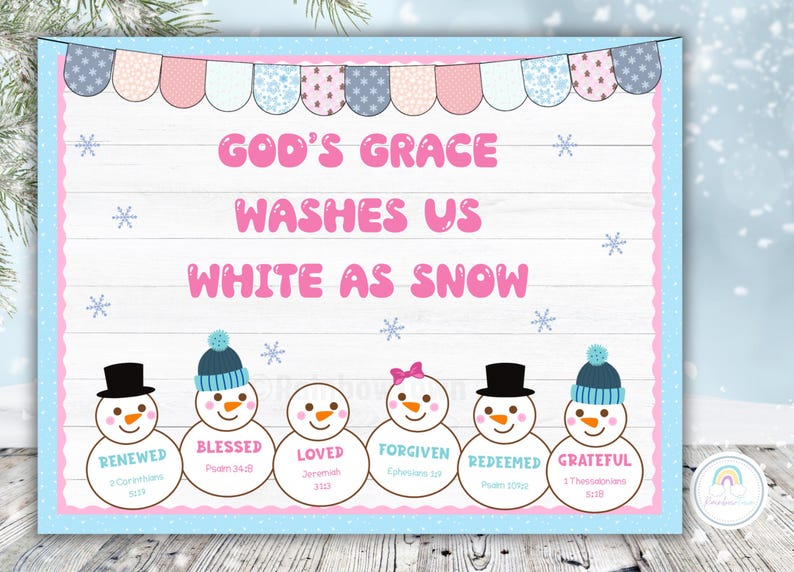 Winter Bulletin Board Kit Snowman Christian Classroom Decorations ...
