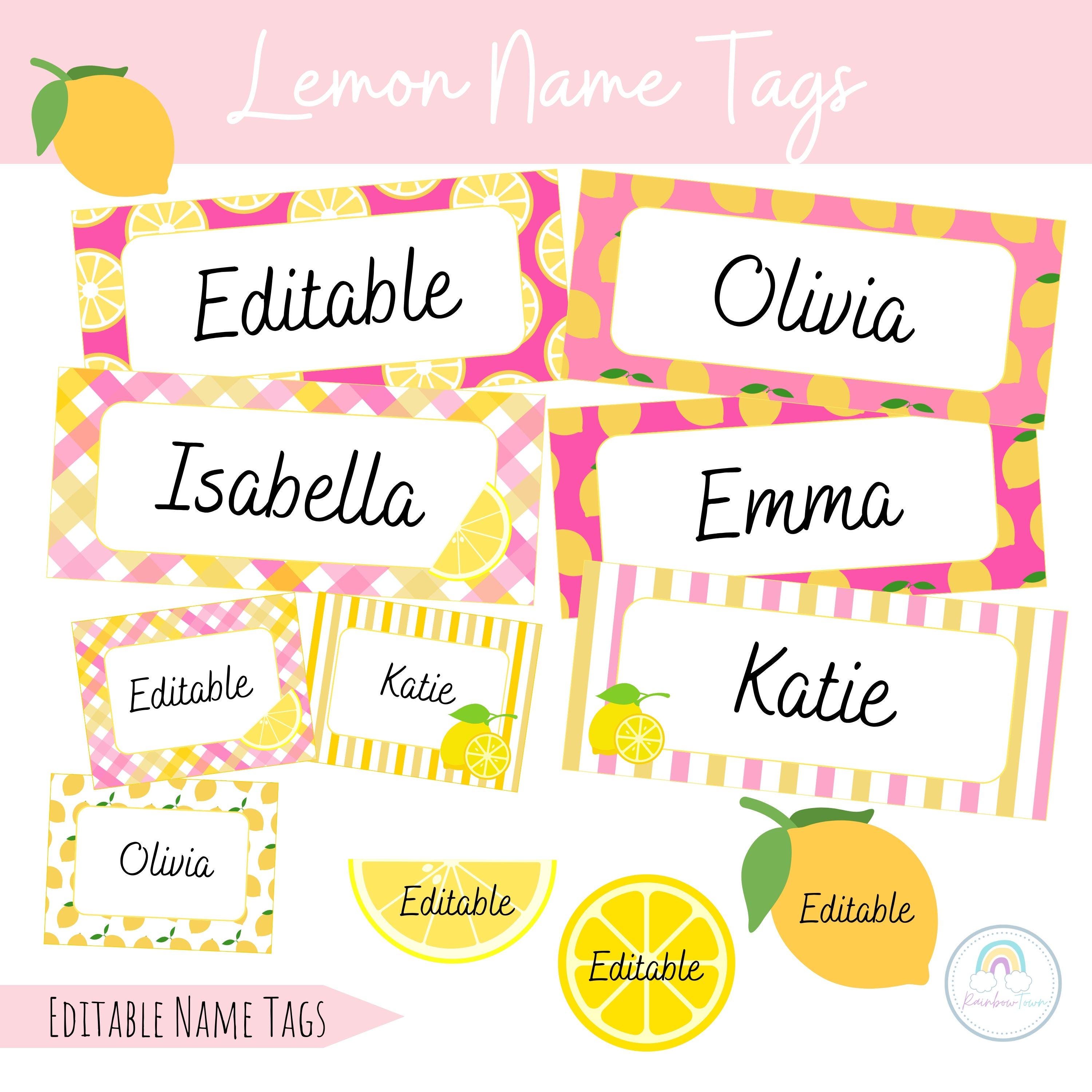 Lemon Name Tags: Editable Classroom Labels (PPT File) - Etsy