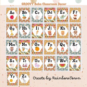 GROOVY BOHO Alphabet Posters BOHO Classroom Decor Editble Templates - Etsy