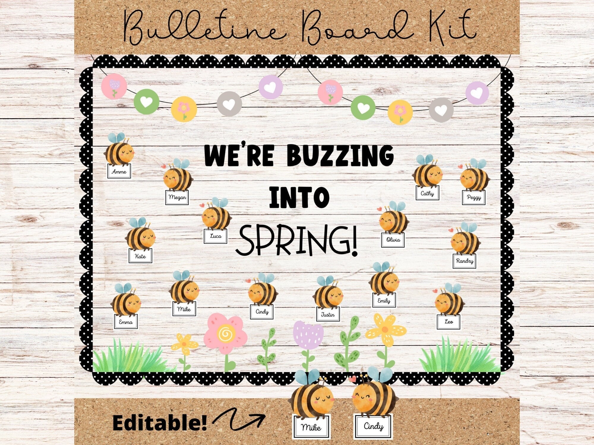 Spring Bulletin Board Kit Bee Theme Classroom Decor Printable - Etsy