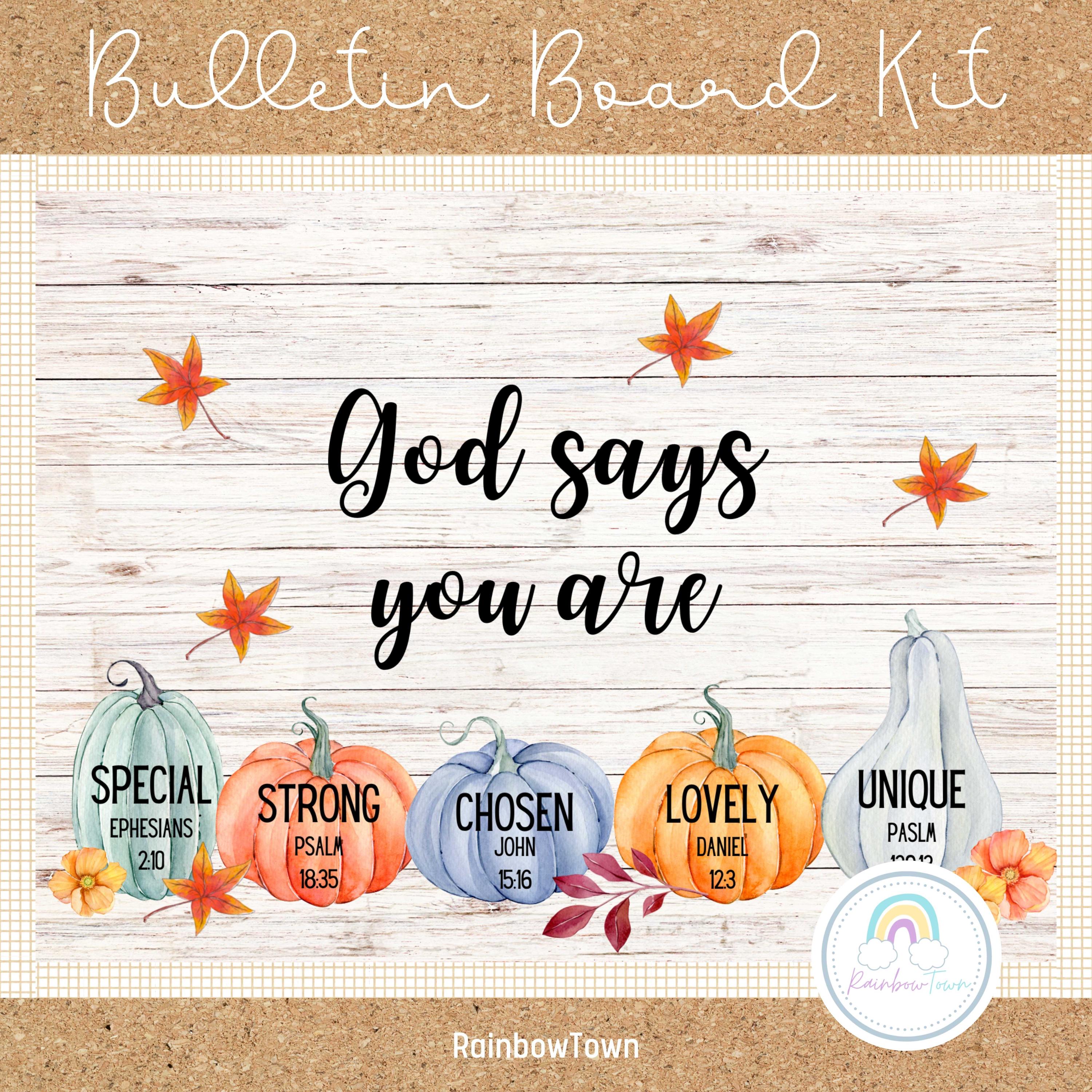 Fall Bulletin Board God Says You Are Christian Classroom Decor ...