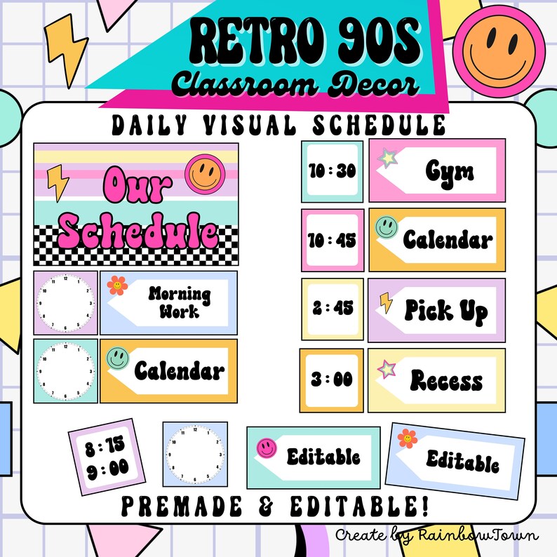 90s Groovy Retro Classroom Decor Bundle Printable Digital - Etsy