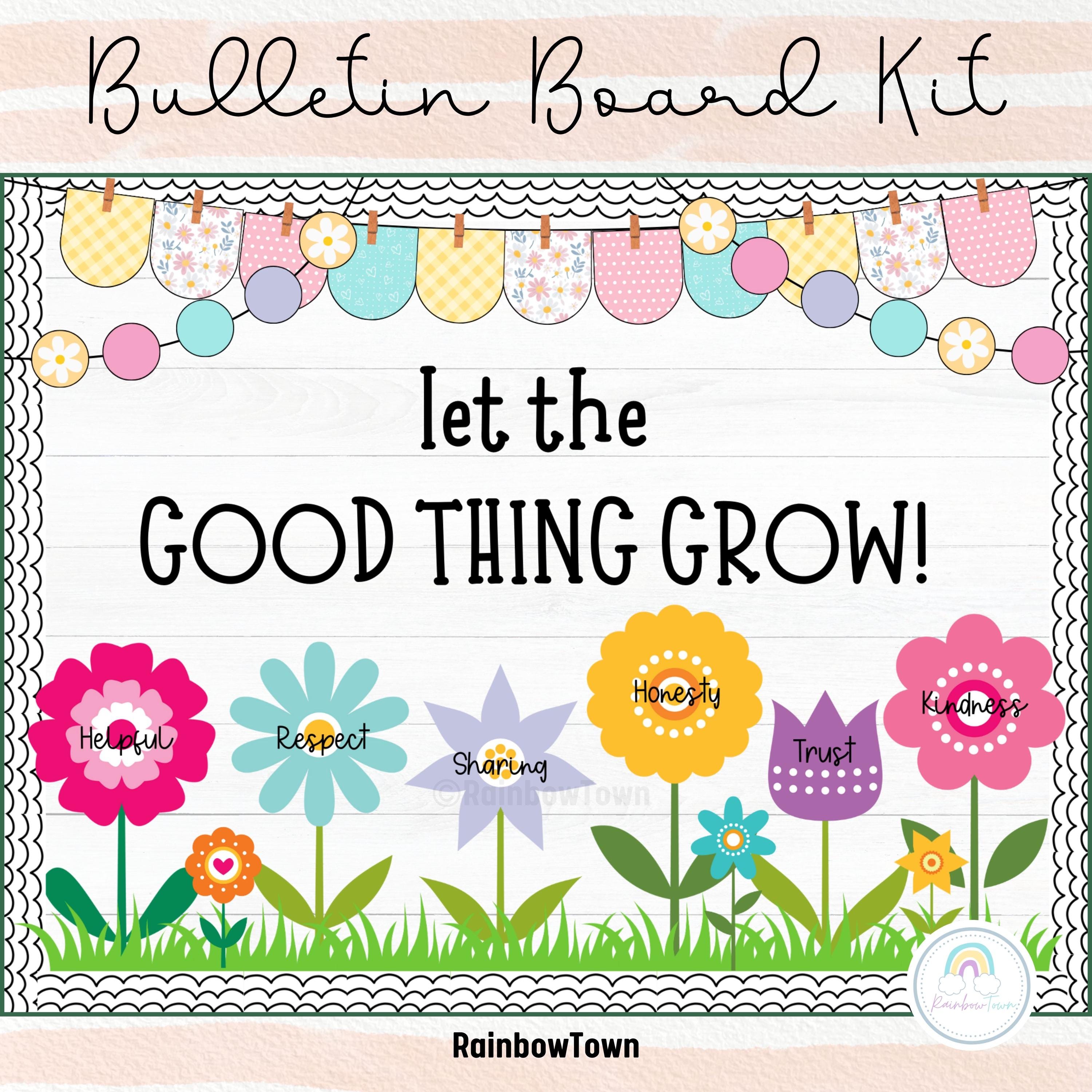 Spring Bulletin Board Kit Bloom With Kindness Classroom Decor Printable ...