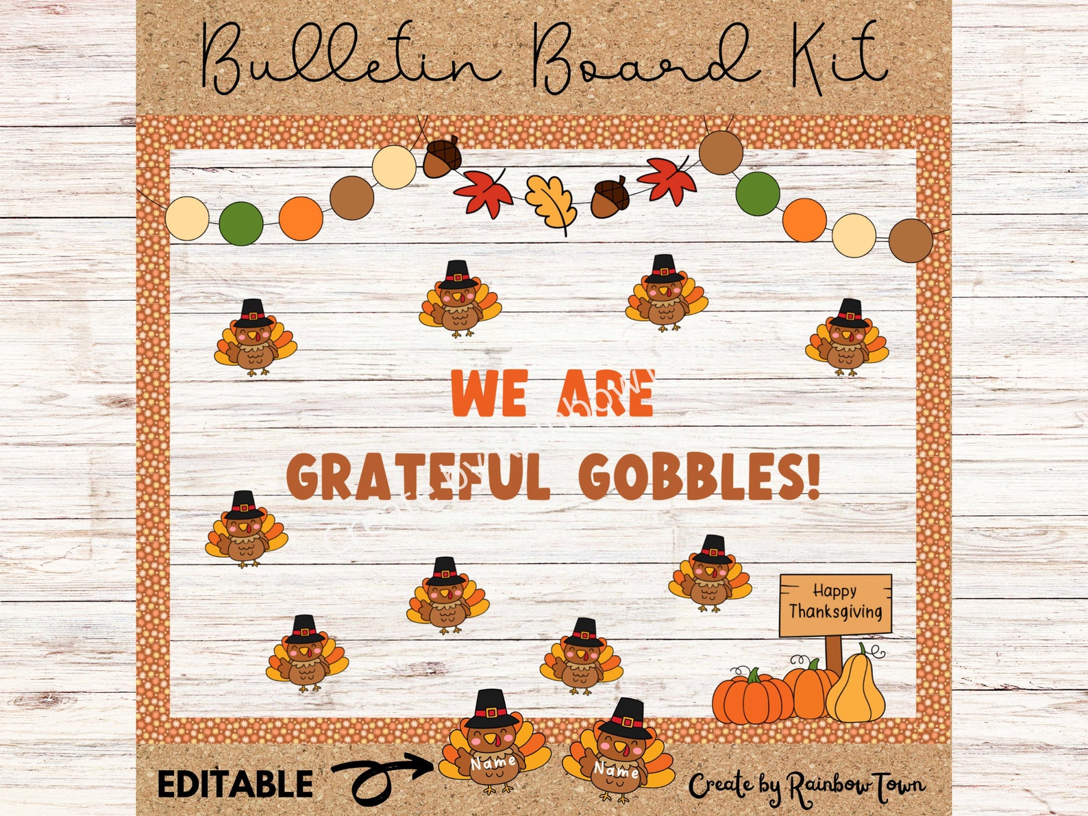Thanksgiving Bulletin Board Kit | Fall Classroom Decor Printable ...